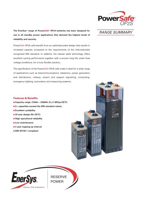 RANGE SUMMARY - Enersys - EMEA