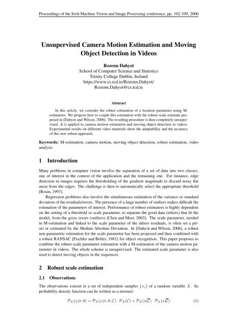 Unsupervised Camera Motion Estimation And Moving Object