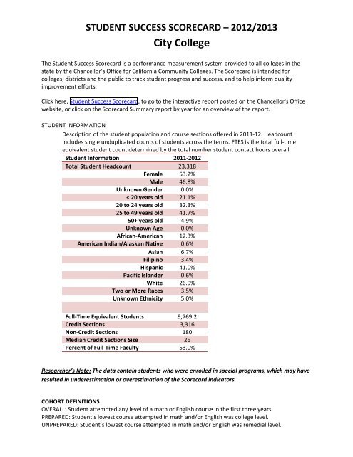 Student Success Scorecard