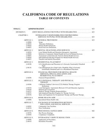 CCORP Regulations CCR Tit