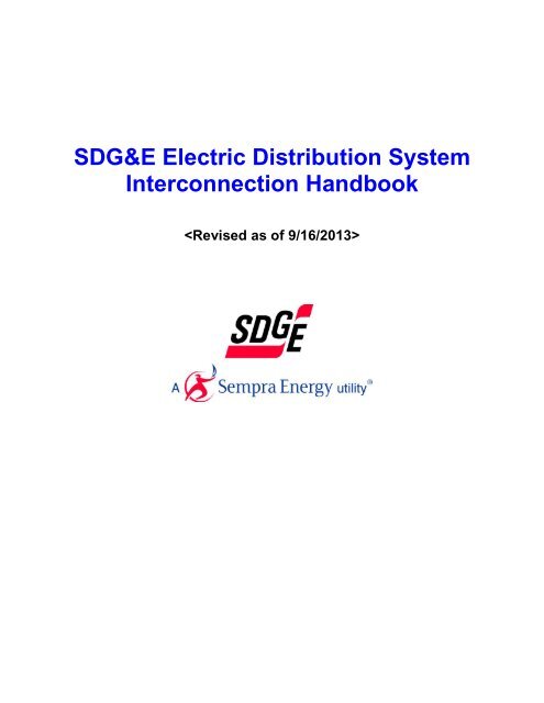 SDG&E Electric Distribution System Interconnection Handbook