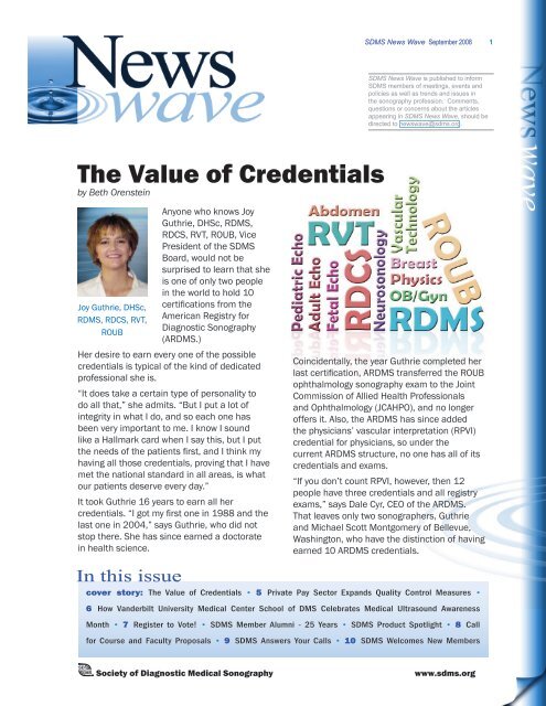 The Value of Credentials - Society of Diagnostic Medical Sonography