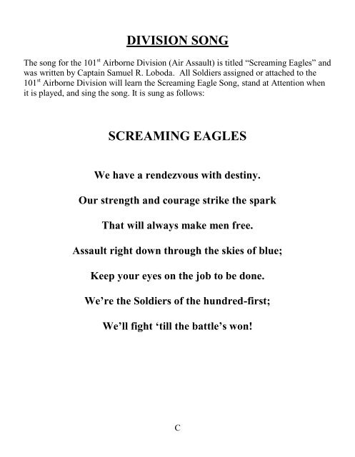 DIVISION SONG The song fo