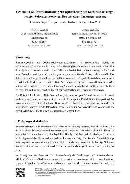 Generative Softwareentwicklung zur Optimierung der Konstruktion ...