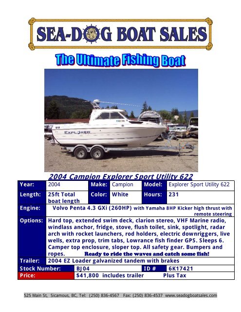 2004 Campion Explorer Sport Utility 622 - Seadog Boat Sales