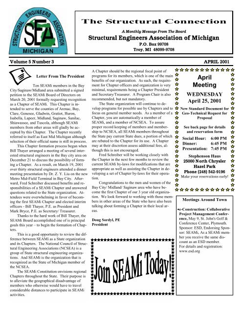 The Structural Connection Structural Engineers Association ... - SEAMi