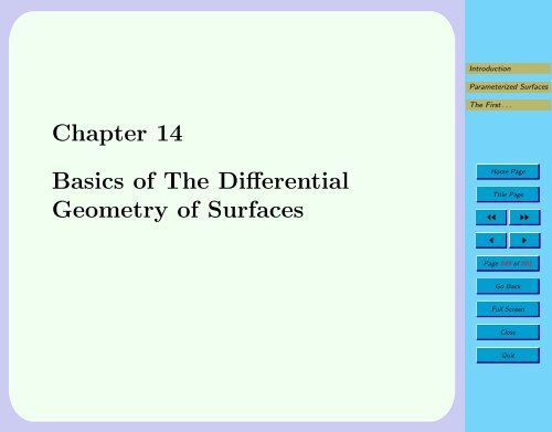 Chapter 14 Basics of The Differential Geometry of Surfaces