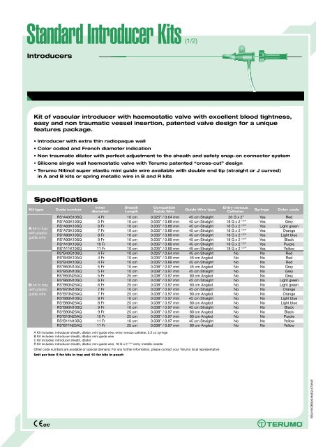 Terumo Introducer Catalogue - Essentialink