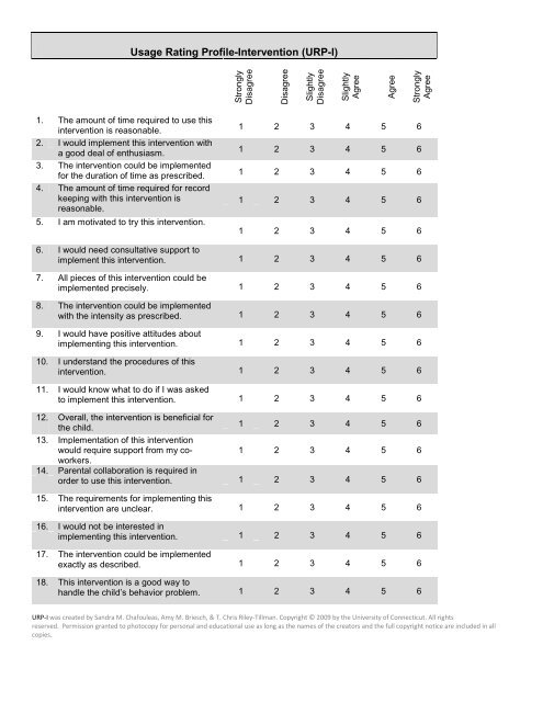 Usage Rating Profile-Intervention - SIRC : Seattle Implementation ...