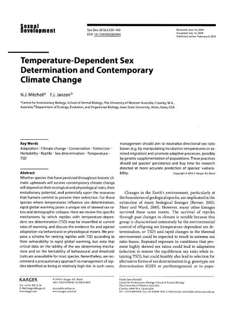 Temperature Dependent Sex Determination And