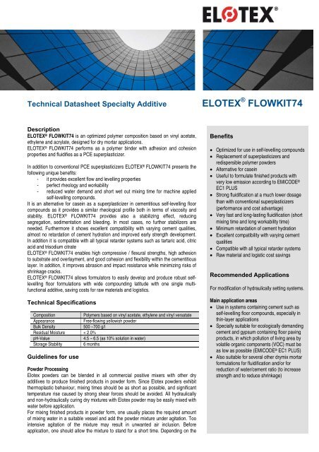 ELOTEX FLOWKIT74 - Elotex AG