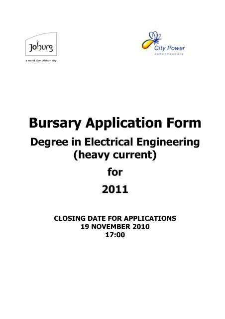 Bursary Application Form - City Power Johannesburg