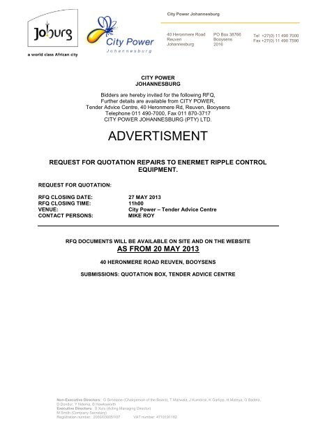 City Power memo template - City Power Johannesburg