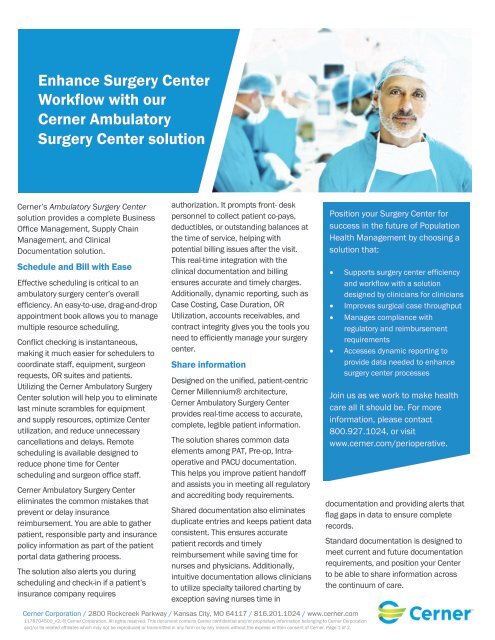 Download the Ambulatory Surgery Center Flyer - Cerner Corporation
