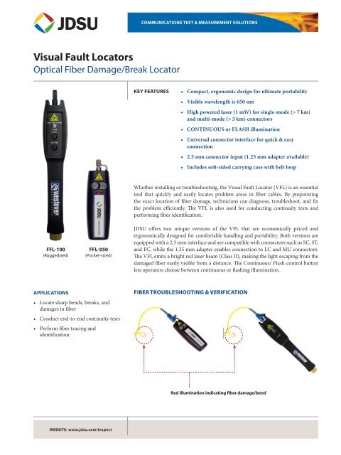 JDSU: Datasheet - Visual Fault Locators