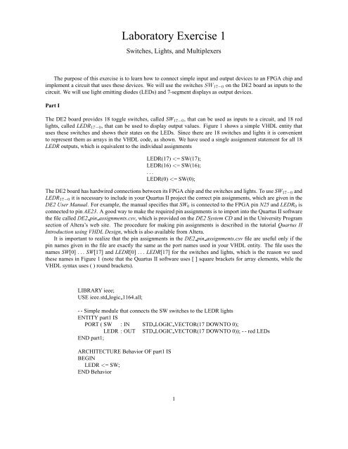 Laboratory Exercise 1 - FTP - Altera
