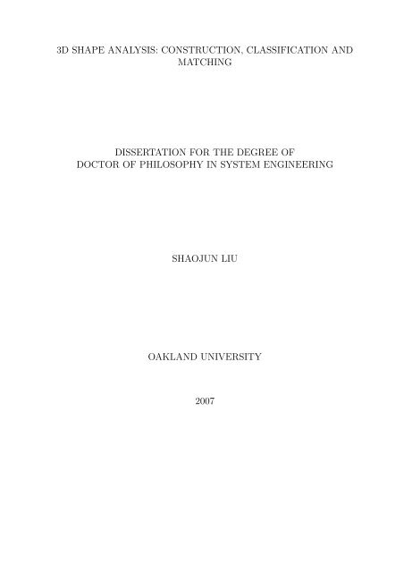 3D Shape Analysis: Construction, Classification, and Matching