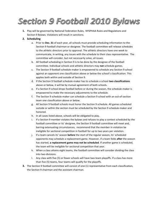 Football By-laws - Section IX Athletics
