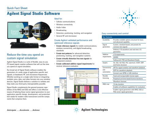 Agilent Signal Studio Software - Agilent Technologies