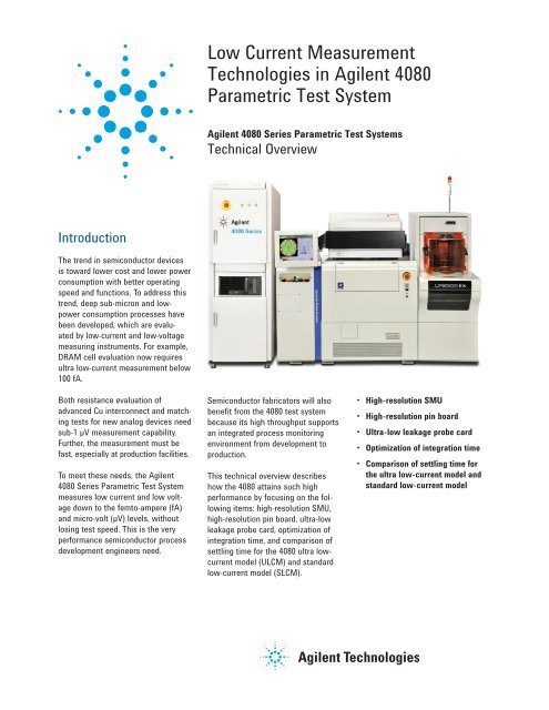 Low Current Measurement Technologies in Agilent 4080 Parametric ...