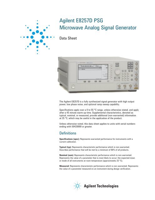 Agilent E8257D PSG Microwave Analog Signal Generator