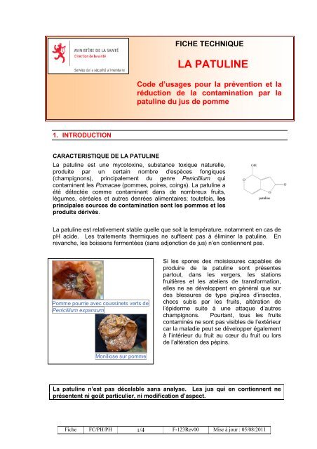 LA PATULINE - Sécurité alimentaire