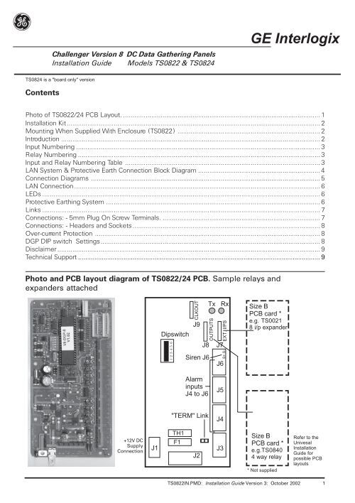 TS0822/TS0824 Tecom Challenger Data Gathering Panel DC ...