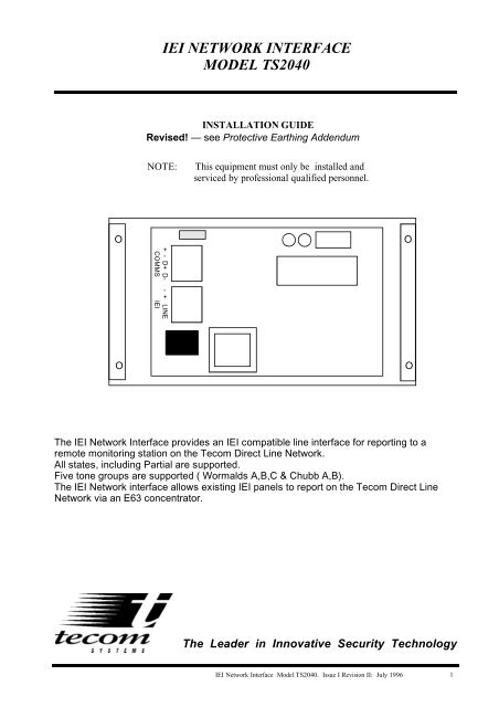 IEI NETWORK INTERFACE MODEL TS2040 - Security Help Desk