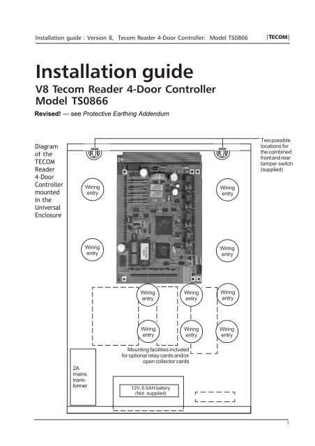 TS0866 V8 Tecom Reader 4-Door Controller Installation Guide