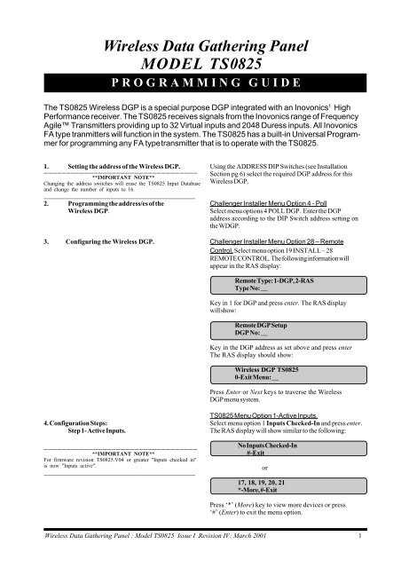 (Inovonics) Wireless DGP Programming Guide - Securityhelpdesk ...