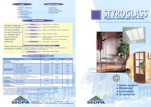 Styroglass is lightweight - Sedpa