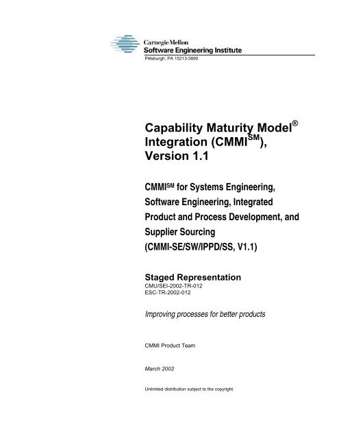 CMMI - SE/SW/IPPD/SS - V1.1 - Software Engineering Institute ...