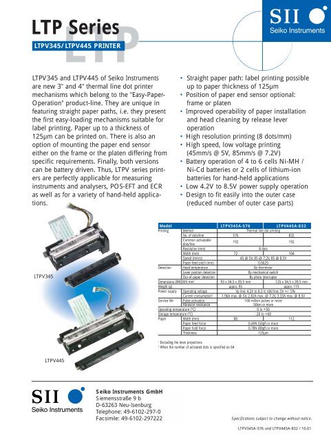 Data Sheet - Seiko Instruments GmbH