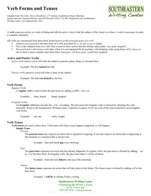 Verb Forms and Tenses