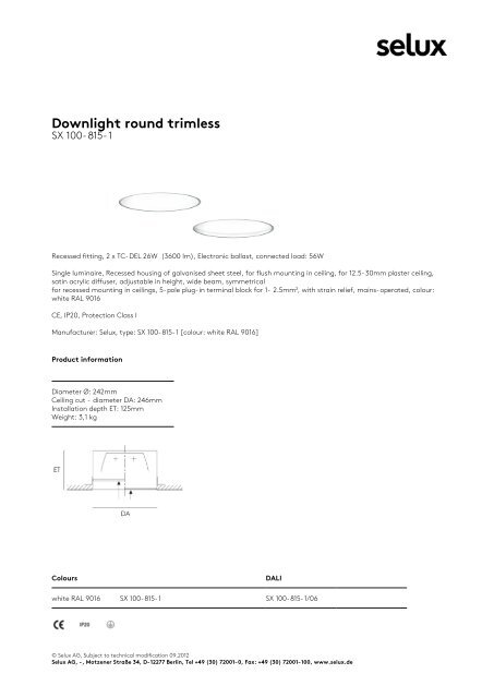 Downlight round trimless - Selux