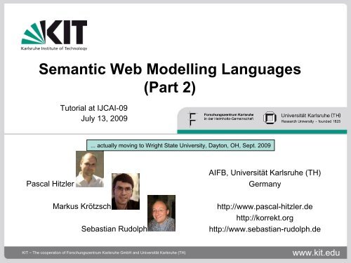 Part II: OWL - Foundations of Semantic Web Technologies