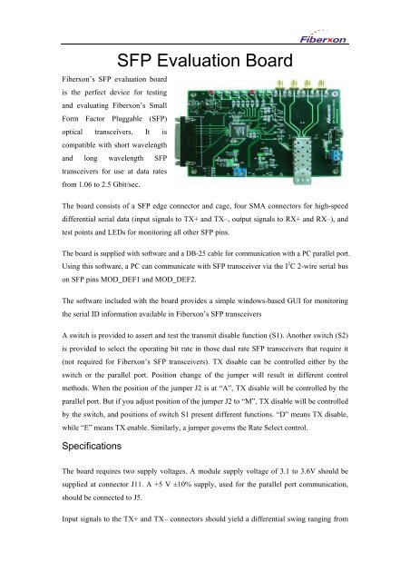 SFP Evaluation Board - SemiconductorStore.com
