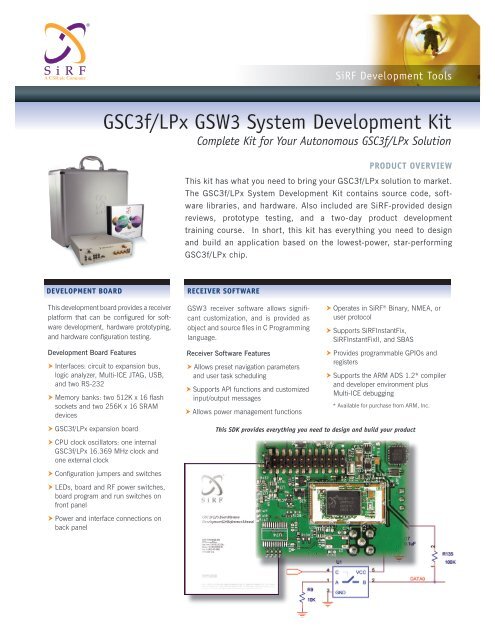 GSC3f/LPx GSW3 System Development Kit Product Insert