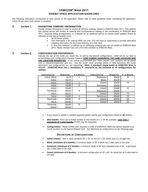 APPLICATION/CONTRACT FOR EXHIBIT SPACE - SEMICON West