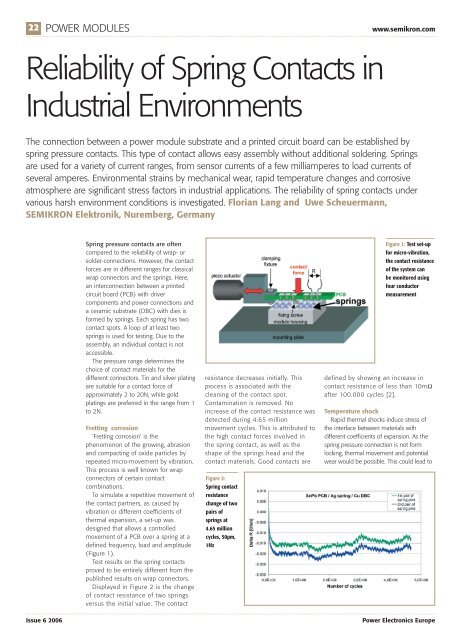 Reliability of Spring Contacts in Industrial Environments - Semikron