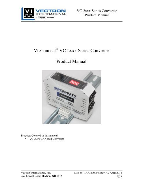 VisConnect VC-2xxx Series Converter Product Manual - SenGenuity