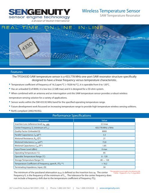 Wireless Temperature Sensor - SenGenuity