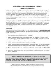 CORE Phonics Survey – Record Form - SENIA