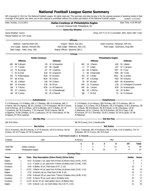 Gamebook (PDF) - NFL.com