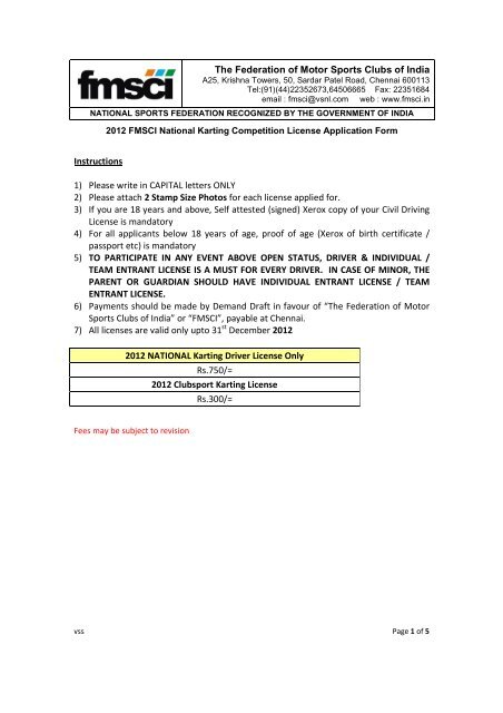 Karting Driver - The FMSCI