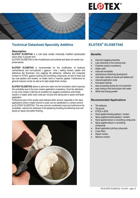 tds elotex® eloset542 - Elotex AG