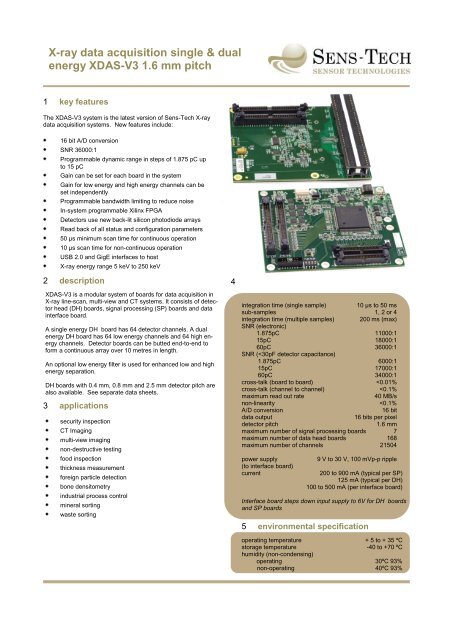 X-ray data acquisition single & dual energy XDAS-V3 ... - Sens Tech