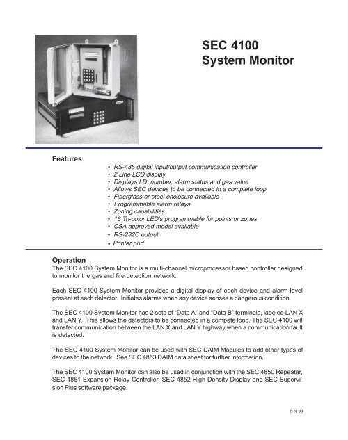 SEC 4100 System Monitor - Sensor Electronics