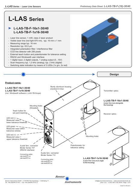 Download Data sheet (PDF) - Sensor Instruments