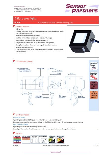 Diffuse area lights - Sensor Partners